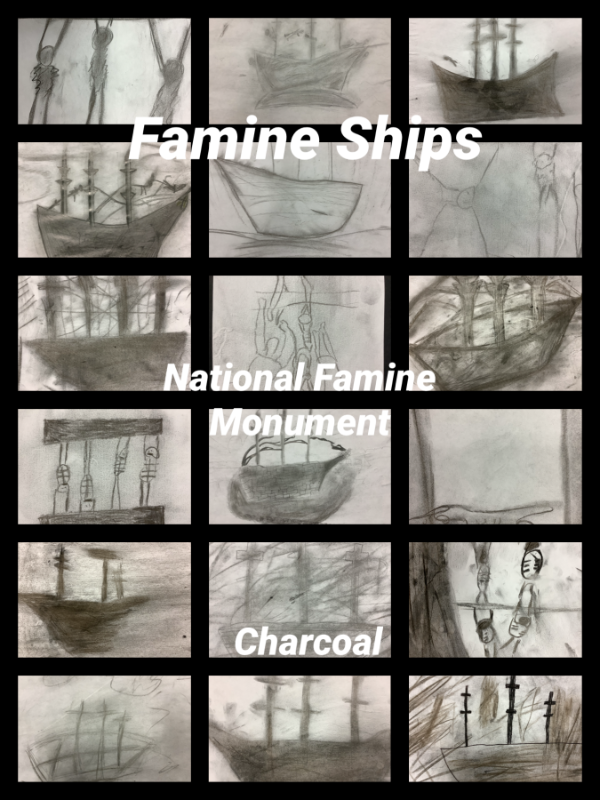 Famine Ships using charcoal